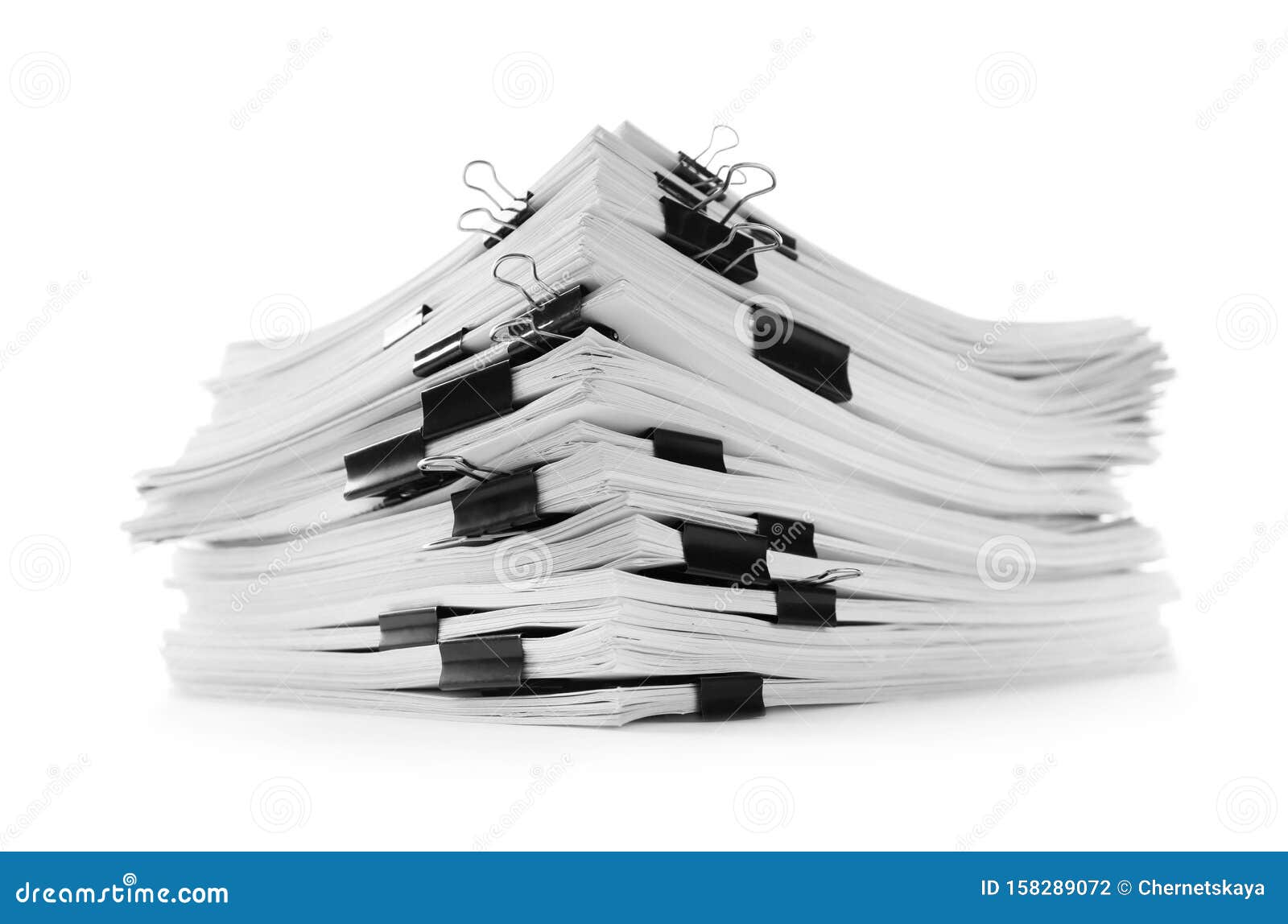 Stack of Documents with Paper Clips on White Background Stock Photo ...