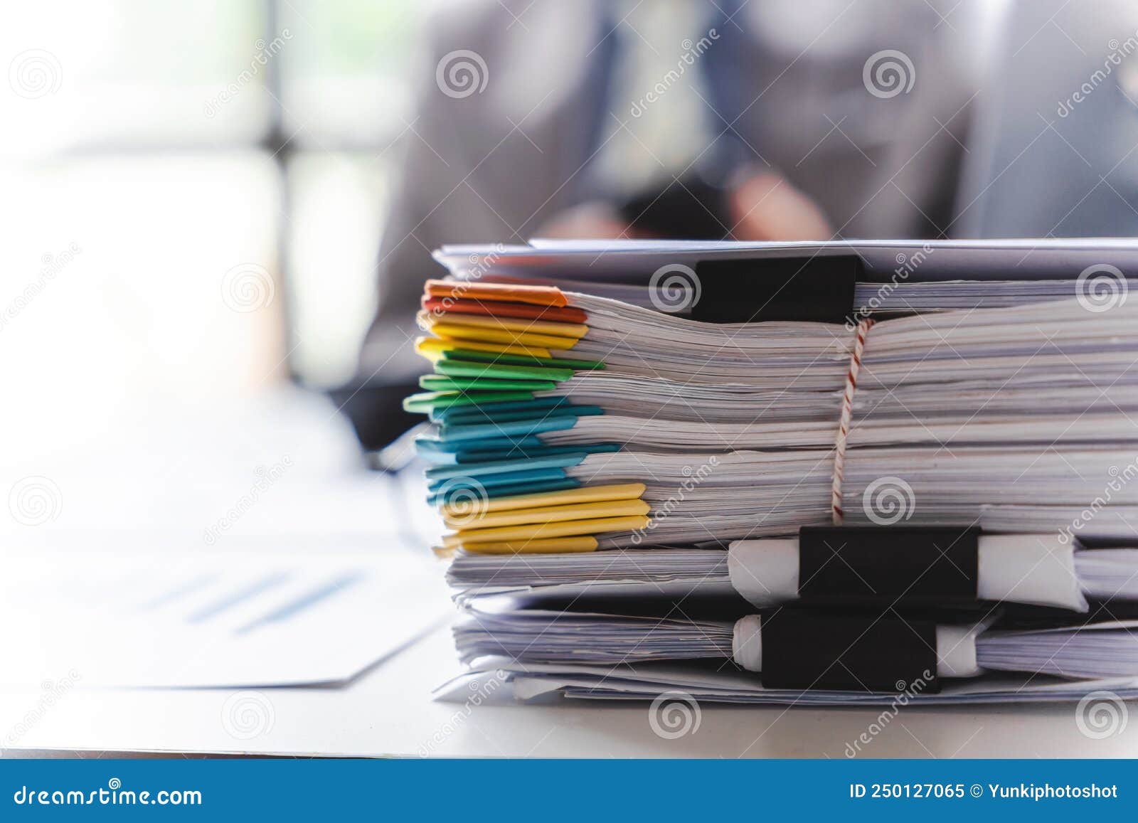 Stack of Documents, Pile of Papers on Office Desk Employee`s Table ...