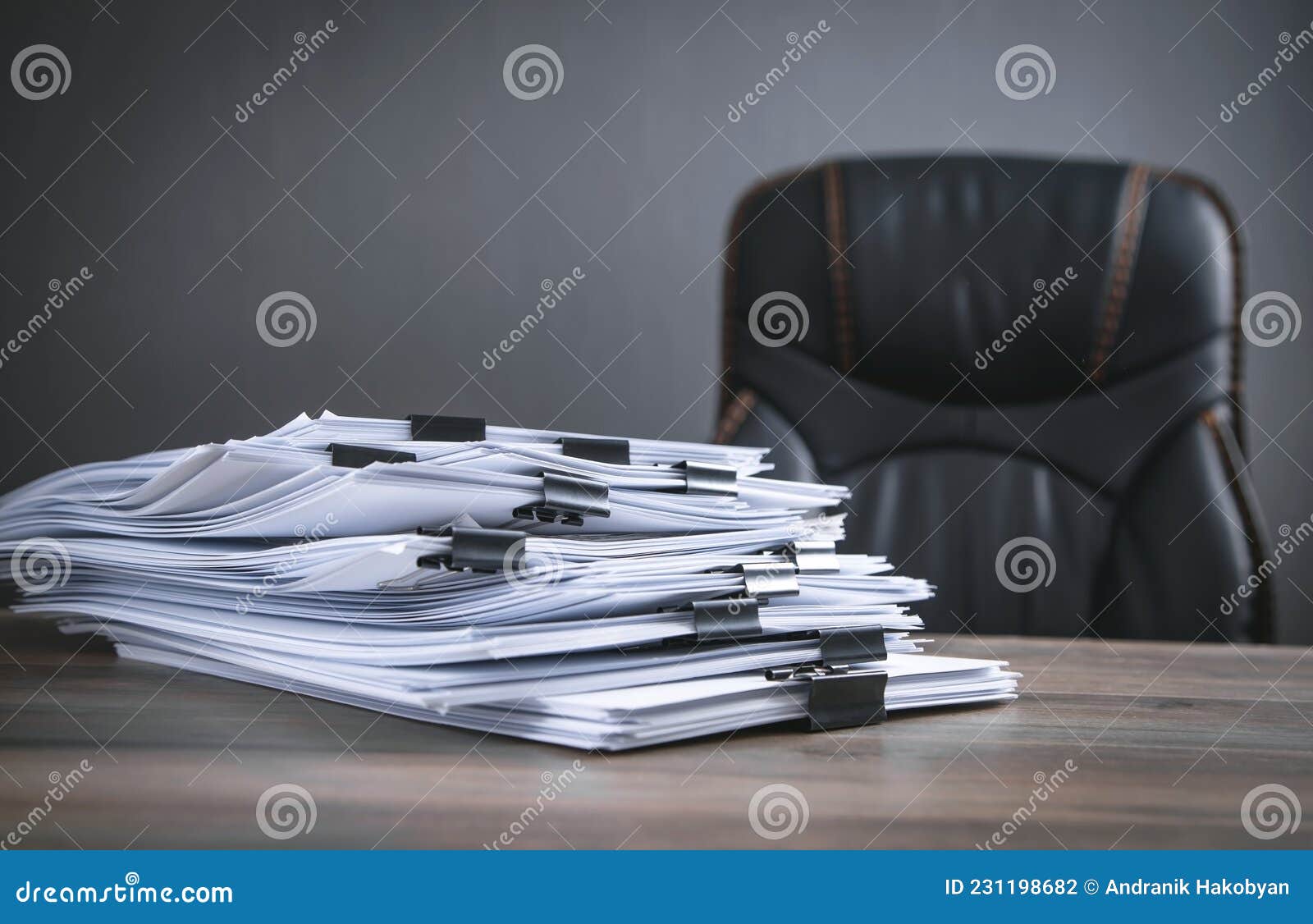 Stack of Documents on Table in Office Stock Photo - Image of sheet ...