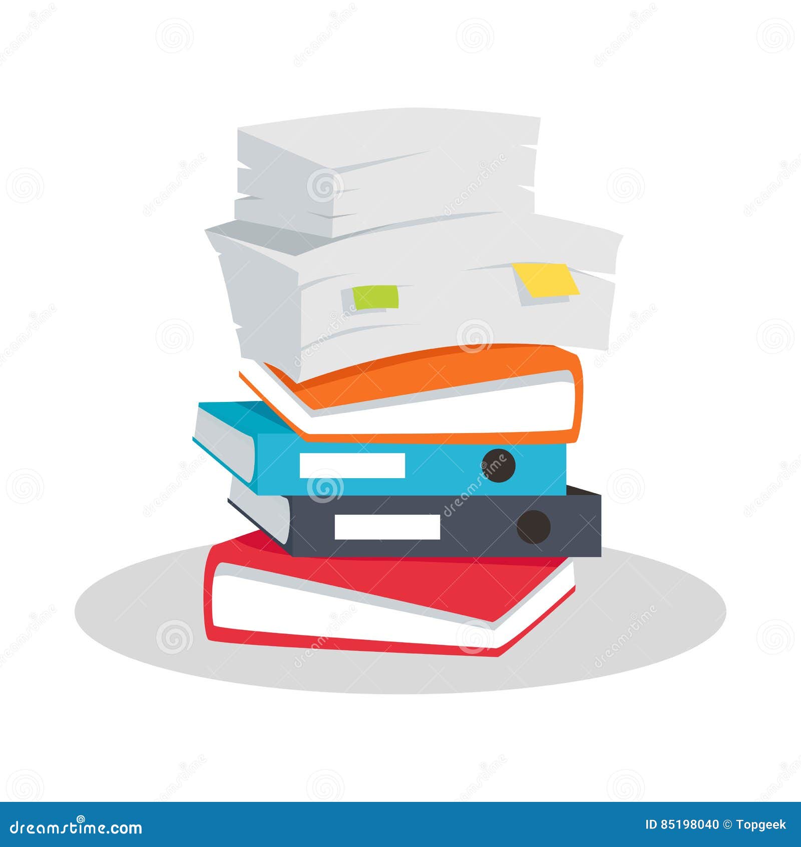 Stack of Documents Vector Flat Design on White. Stock Vector ...