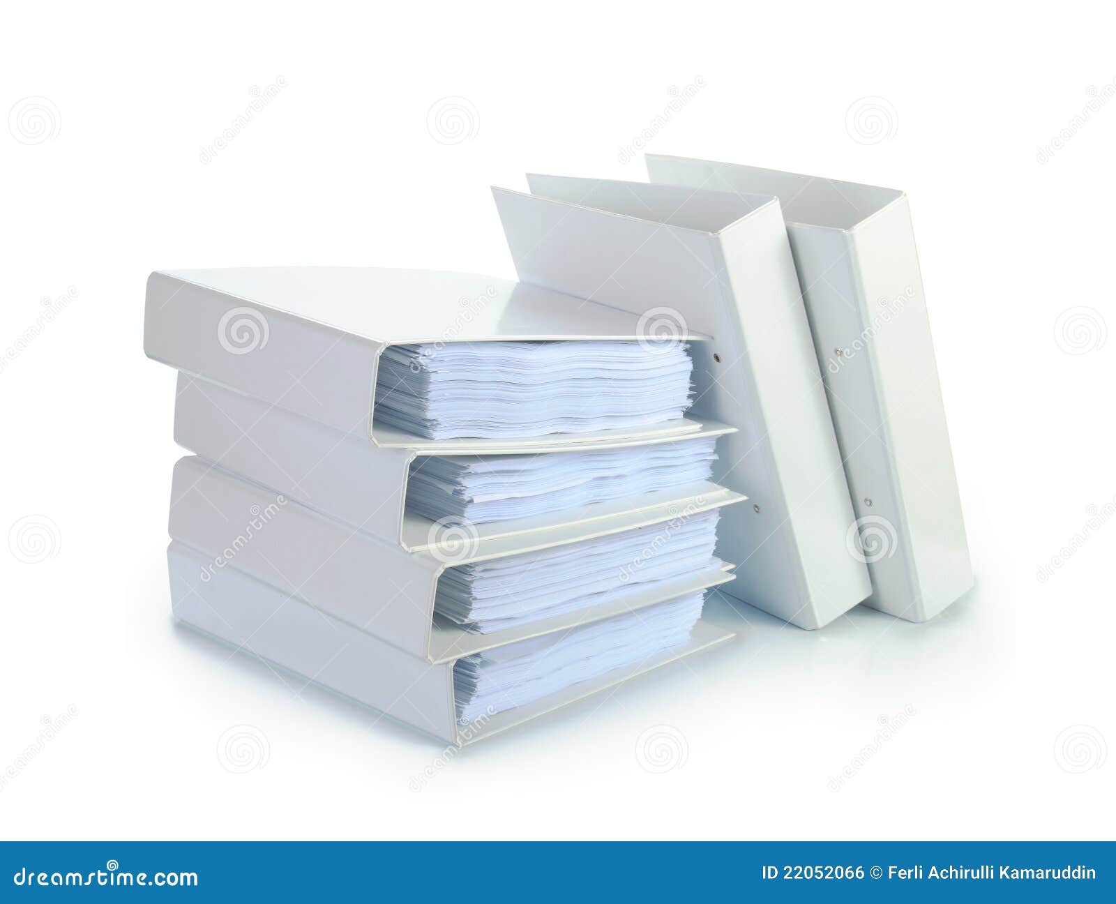Stack of Documents in White Binders Stock Photo - Image of blank ...