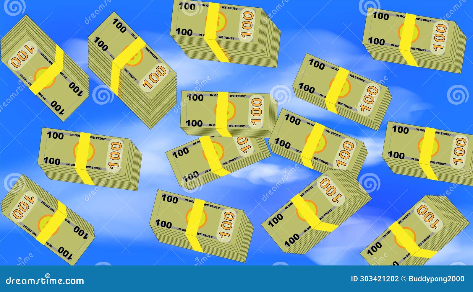 Stack Of Dollar Bank Note On Sky Background For Wallpaper Logo Icon ...