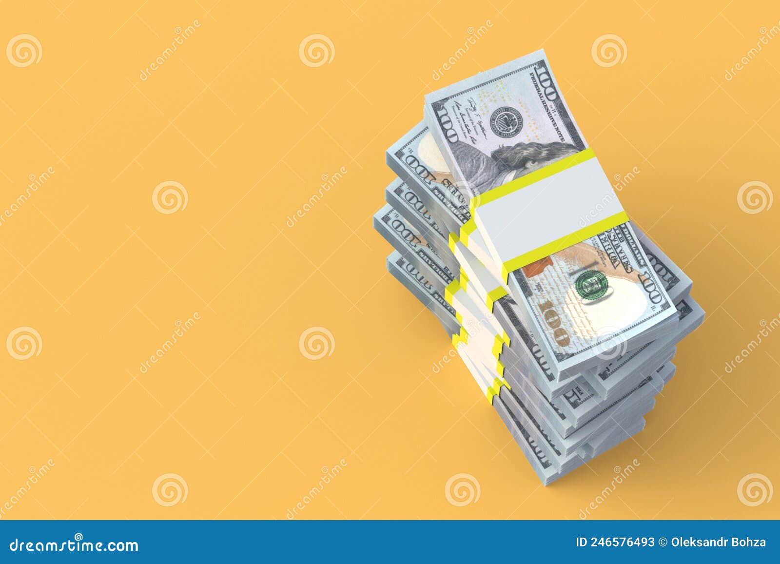 Stack of Dollar Banknotes on Orange Background Stock Illustration ...