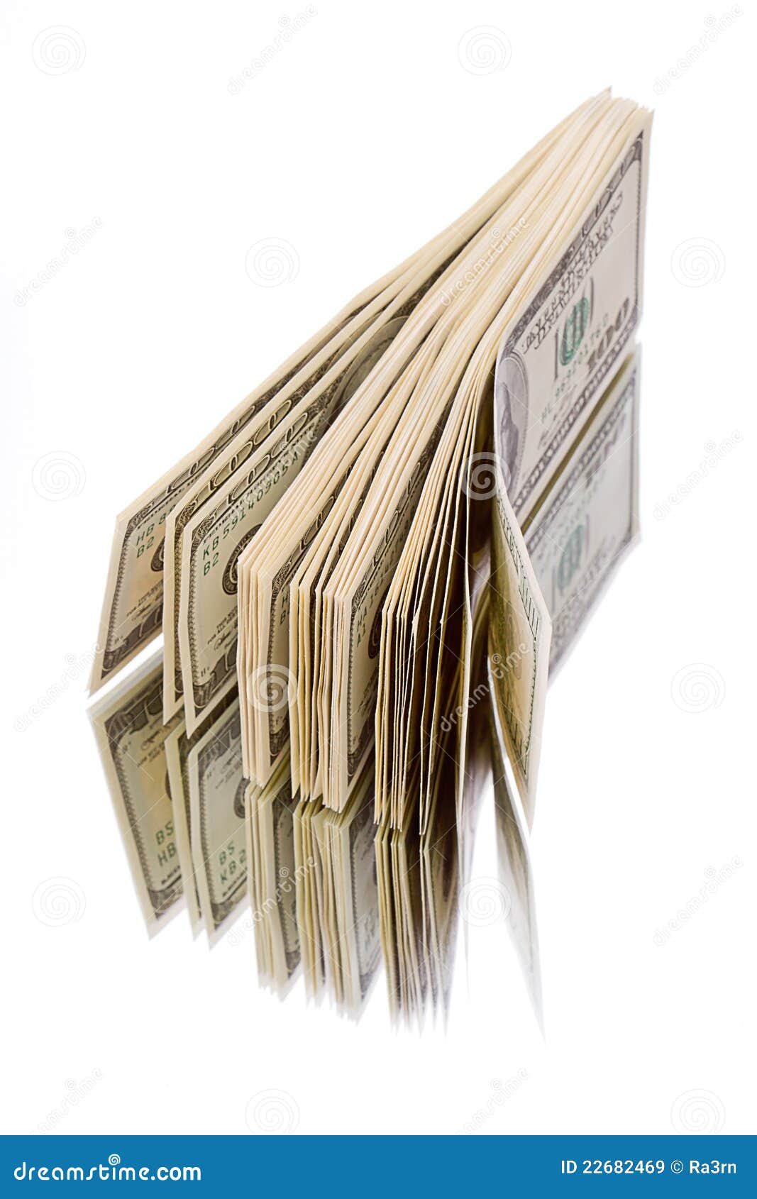 Stack of dollar bills stock image. Image of reflection - 22682469