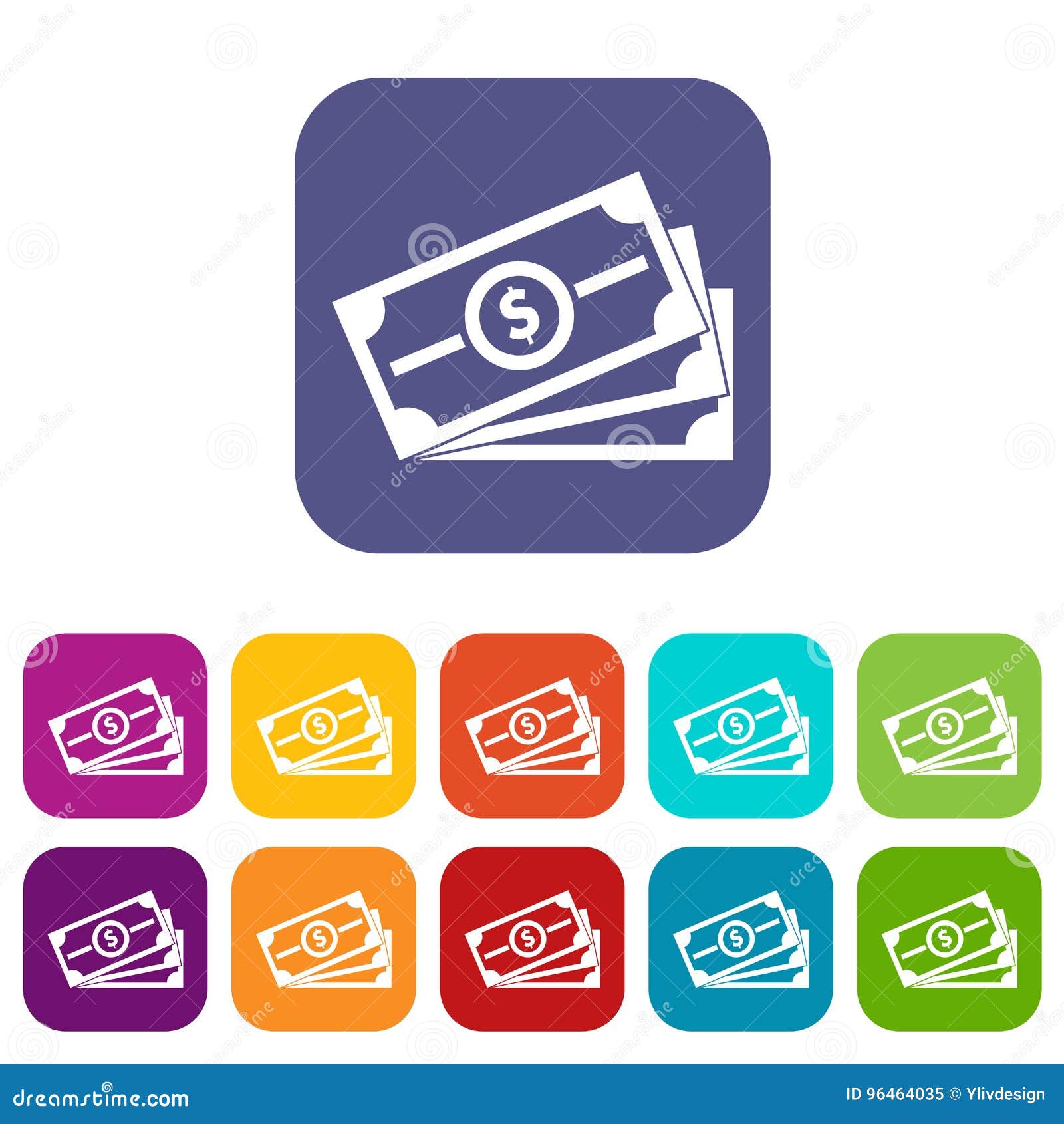 Stack of Dollar Bills Icons Set Stock Vector - Illustration of credit ...