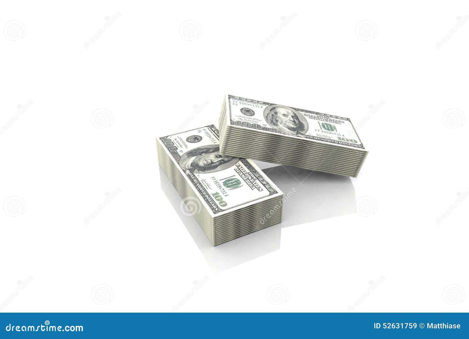 Stack 100 dollar bills stock illustration. Illustration of buck - 52631759