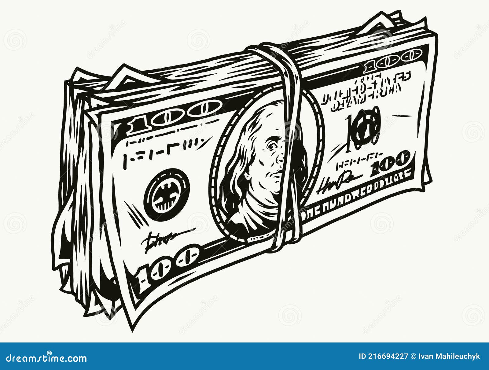 Stack of dollar bills stock vector. Illustration of vintage - 216694227