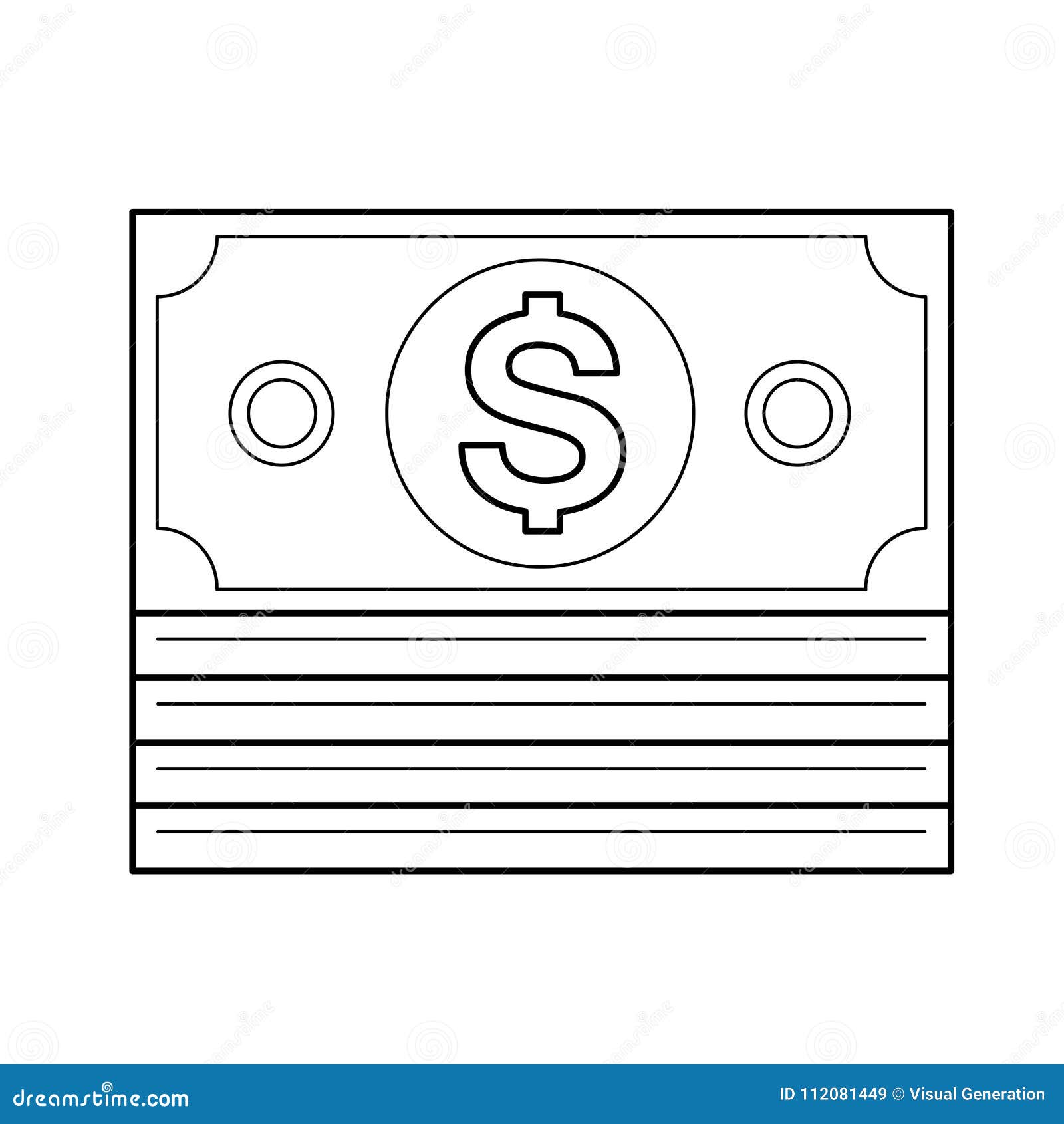 Stack of Dollar Bills Vector Line Icon. Stock Vector - Illustration of ...