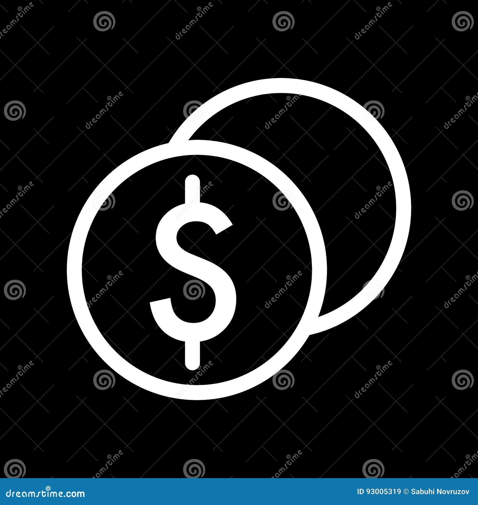 Stack of Dollar Coins Vector Icon. Black and White Cash Illustration ...