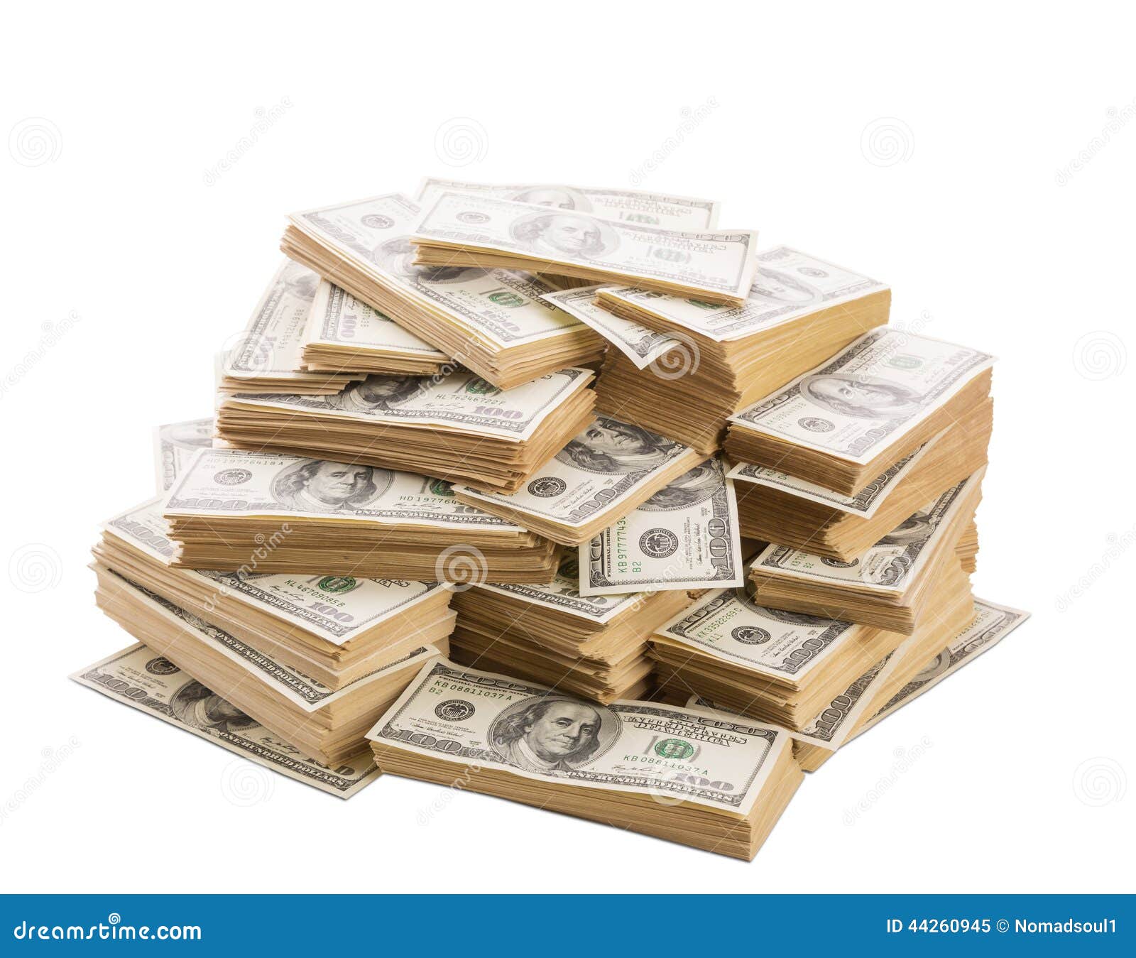 Stack of Dollars Banknotes Isolated on White Stock Image - Image of ...