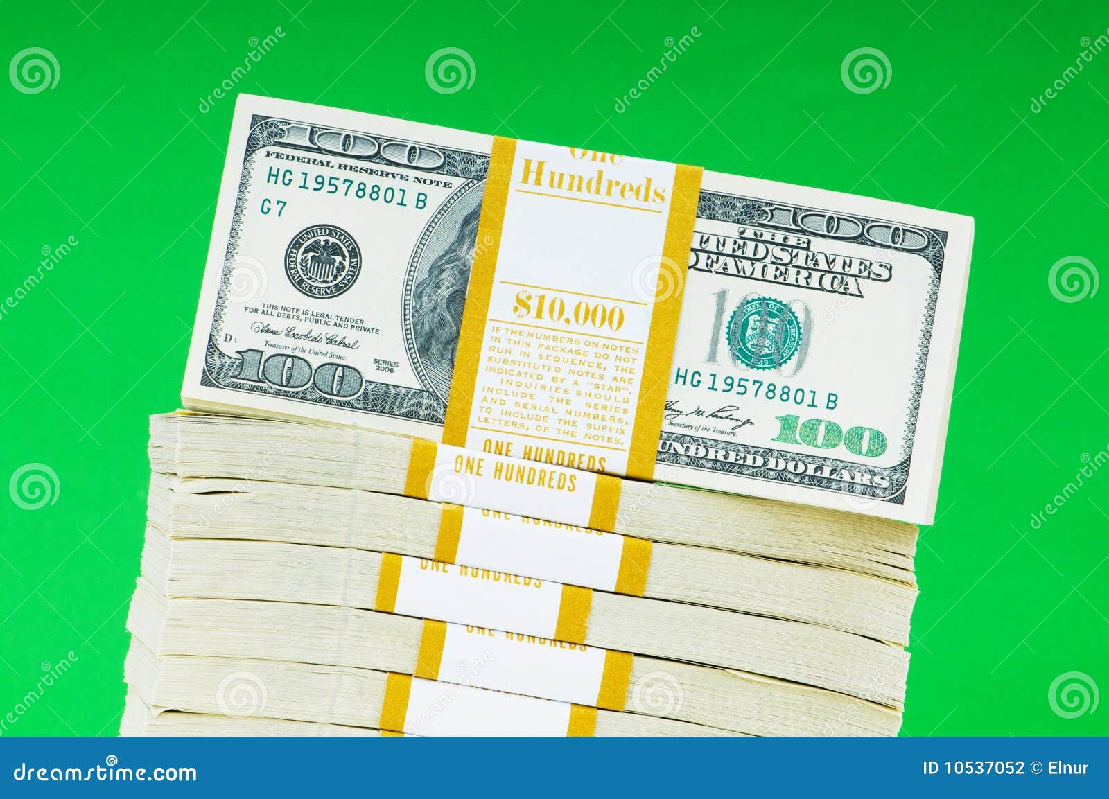 Stack of dollars isolated stock photo. Image of dollar - 10537052