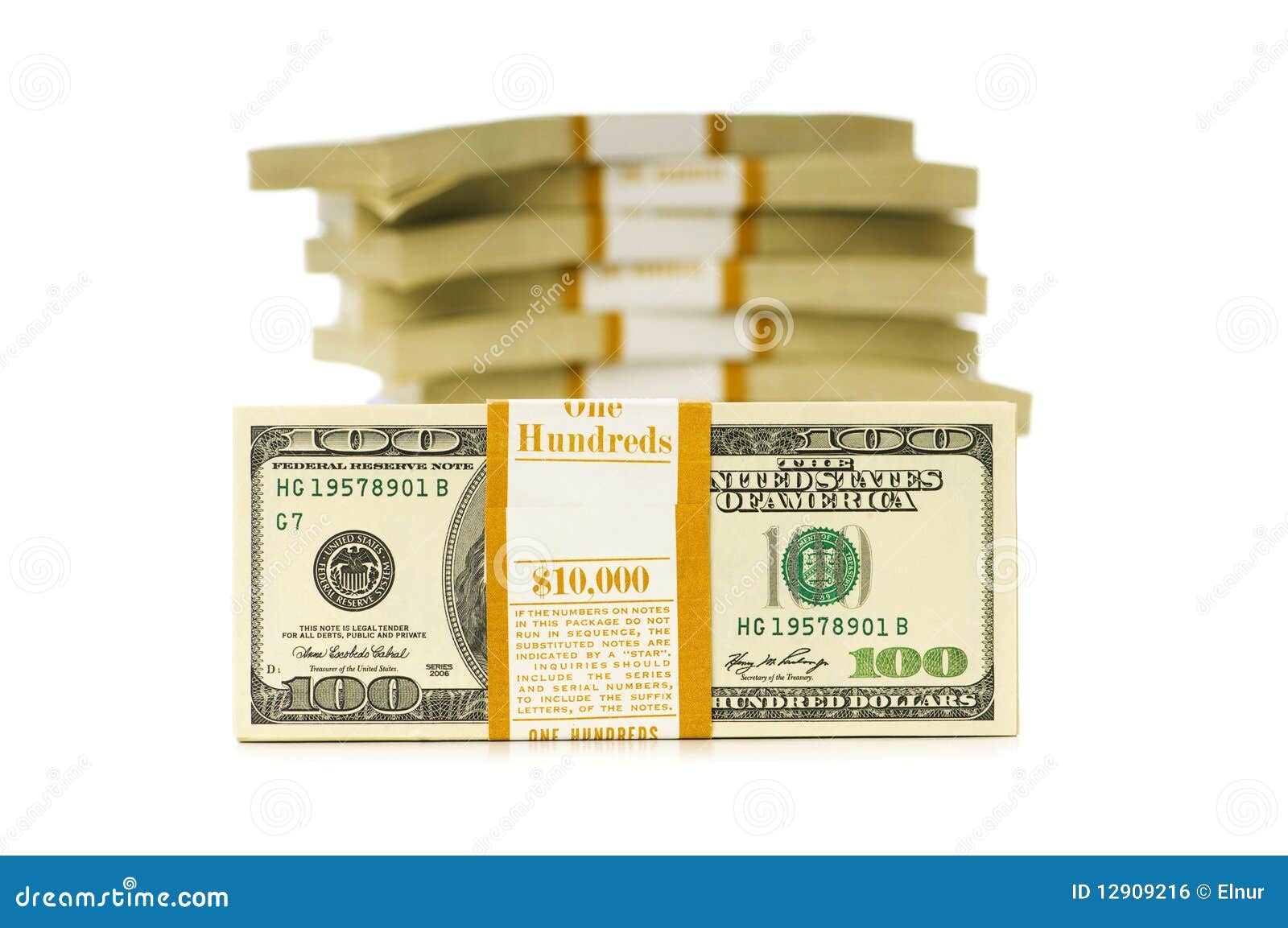 Stack of dollars isolated stock photo. Image of paper - 12909216