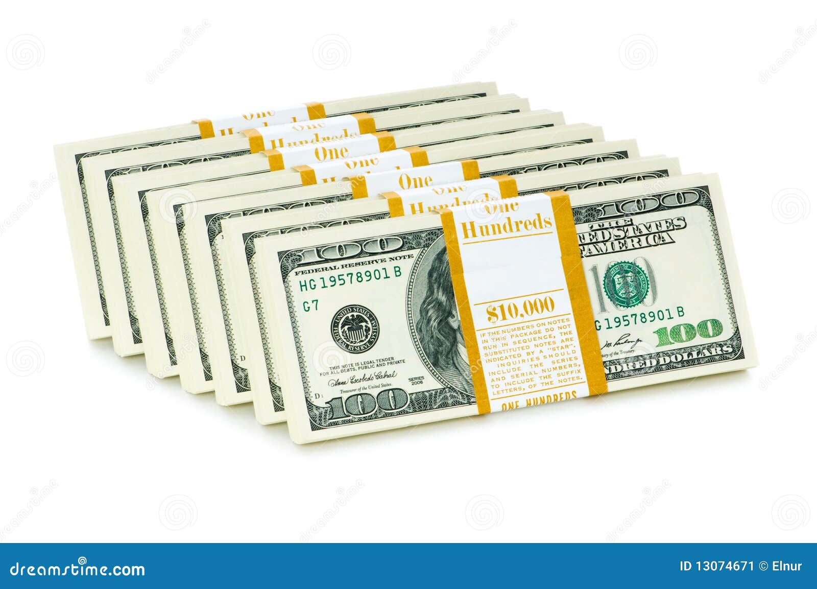 Stack of dollars isolated stock image. Image of abundance - 13074671