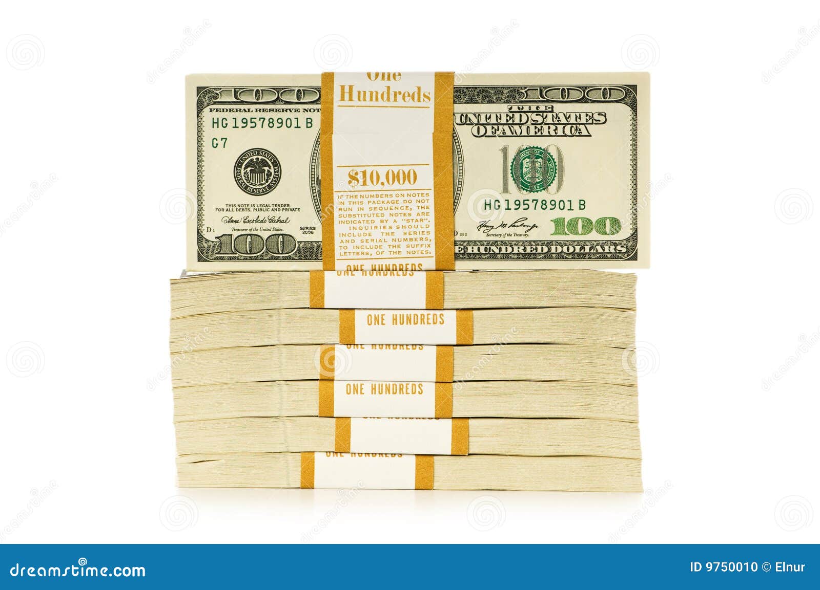 Stack of dollars isolated stock photo. Image of background - 9750010