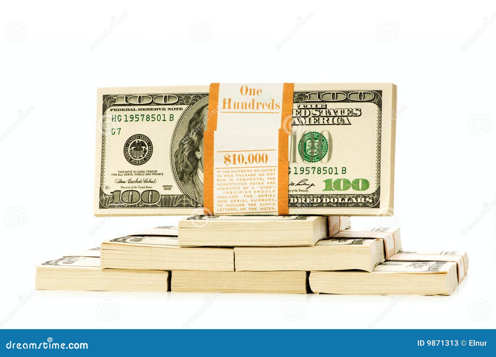 Stack of dollars isolated stock image. Image of isolated - 9871313