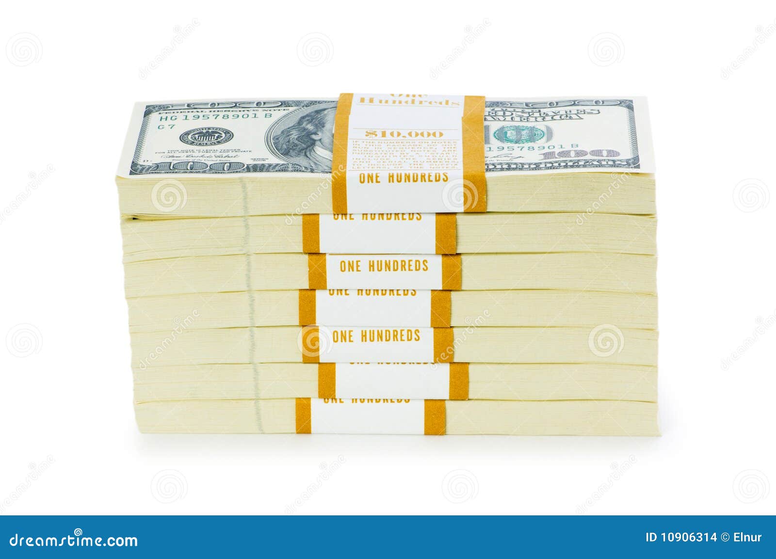 Stack of Dollars Isolated on the White Stock Photo - Image of money ...
