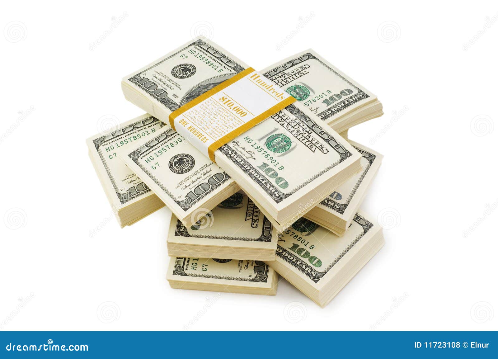 Stack of Dollars Isolated on the White Stock Photo - Image of currency ...