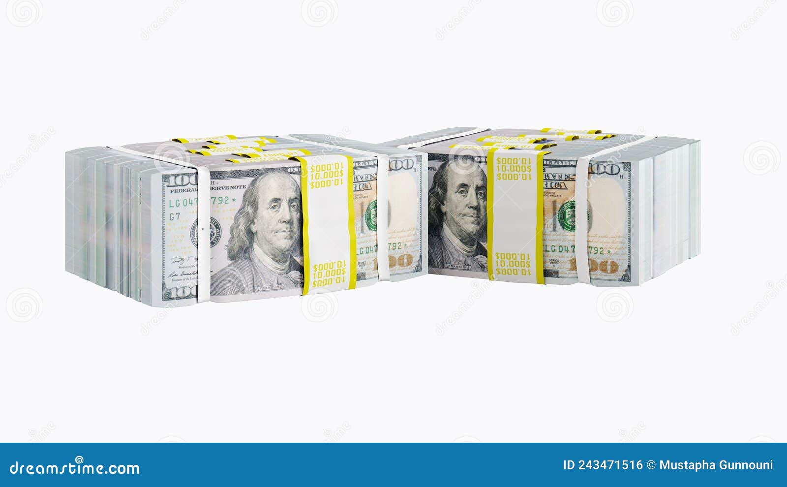 Stack of Dollars Isolated on White Background, Stock Illustration ...