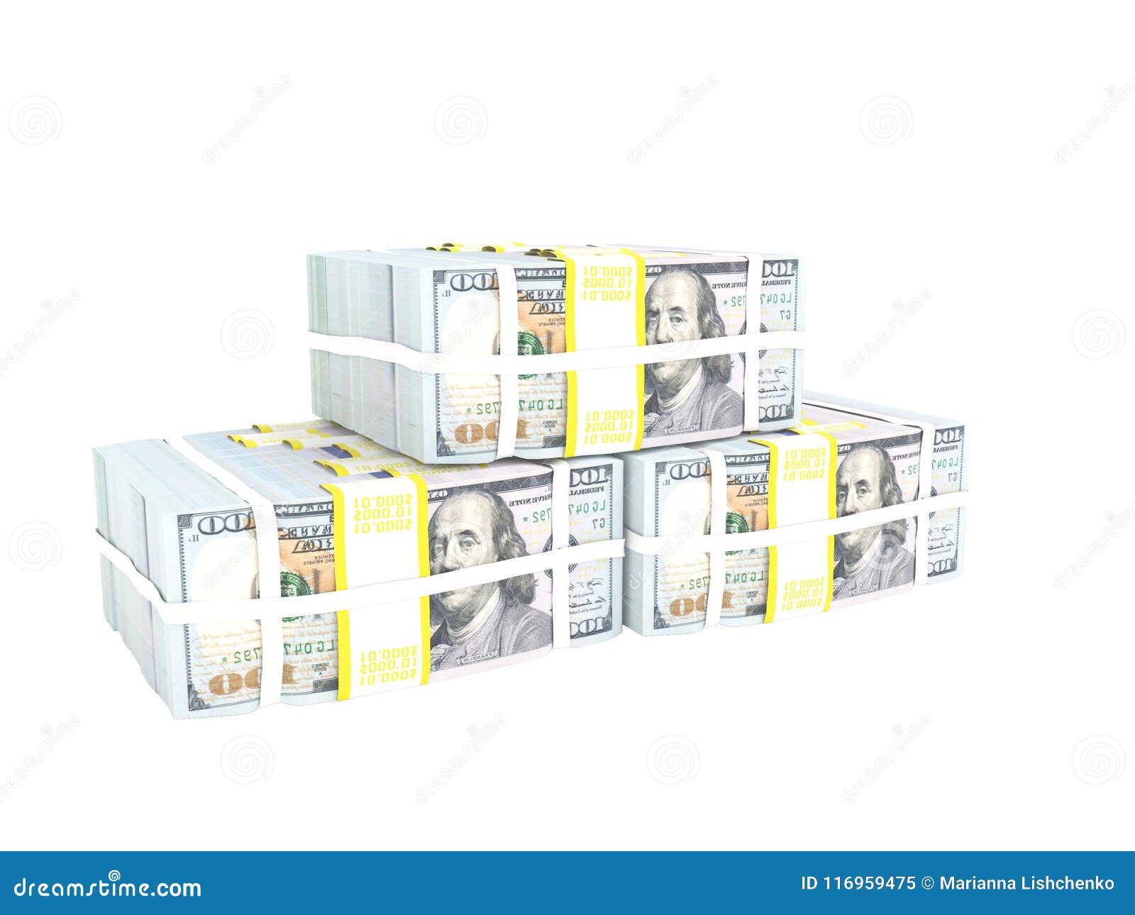 Stack of Dollars Three Packs in Front Left 3d Render on White Ba Stock ...