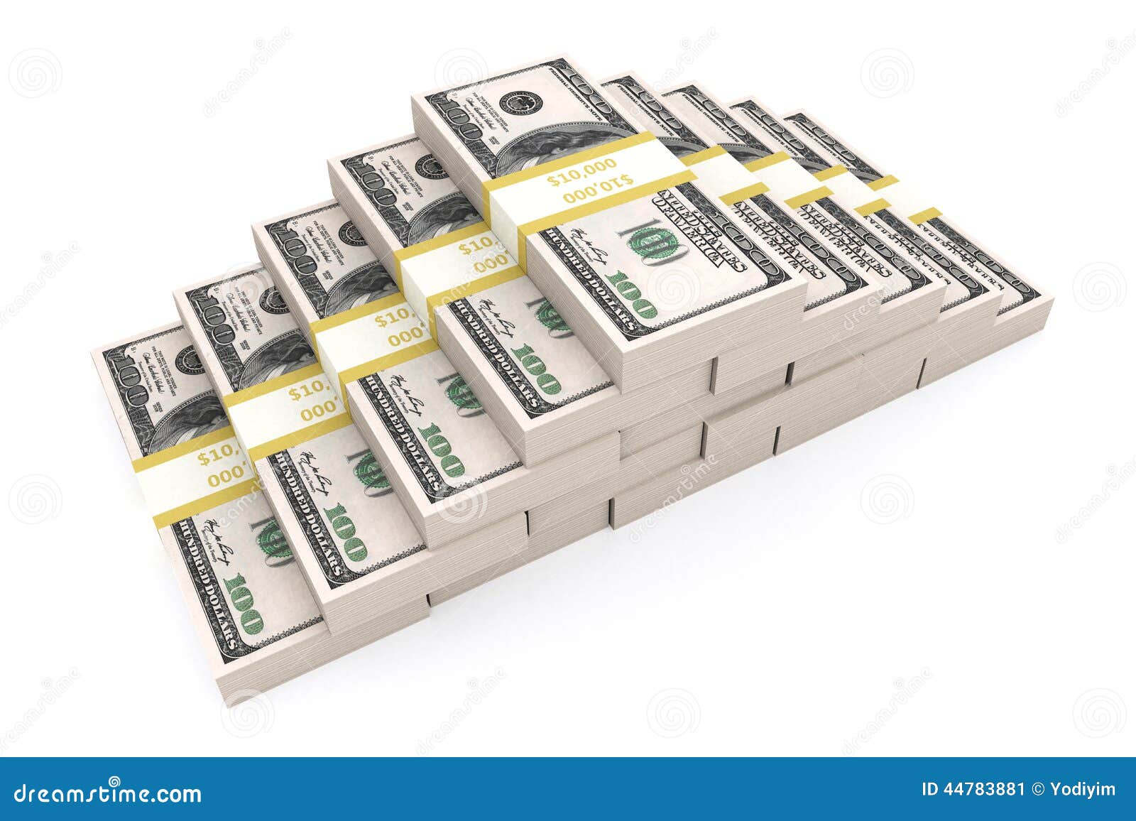Stack of 100 Dollars USA on White Background. Stock Illustration ...