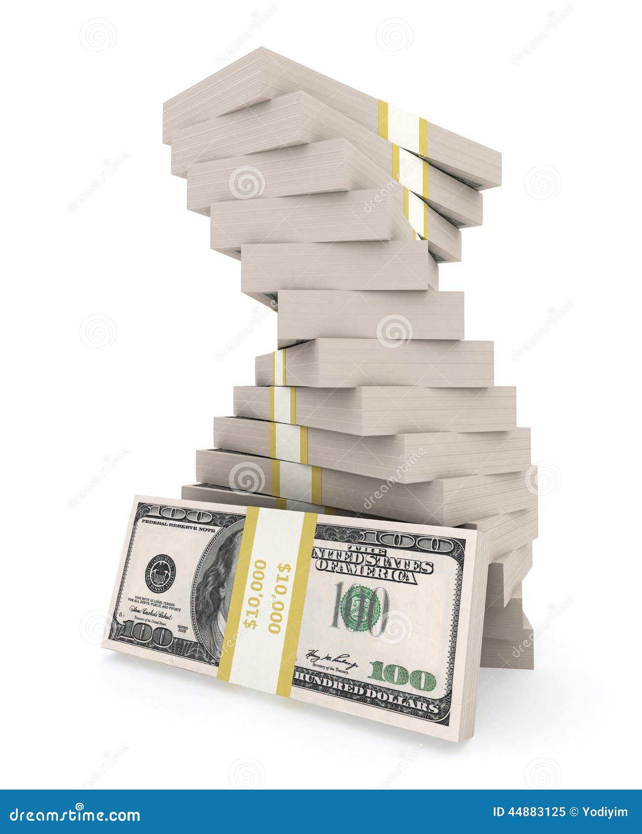 Stack of 100 Dollars USA on White Background. Stock Illustration ...