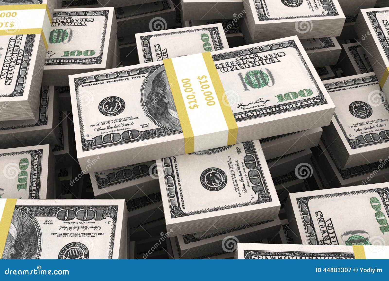 Stack of 100 Dollars USA on White Background. Stock Illustration ...