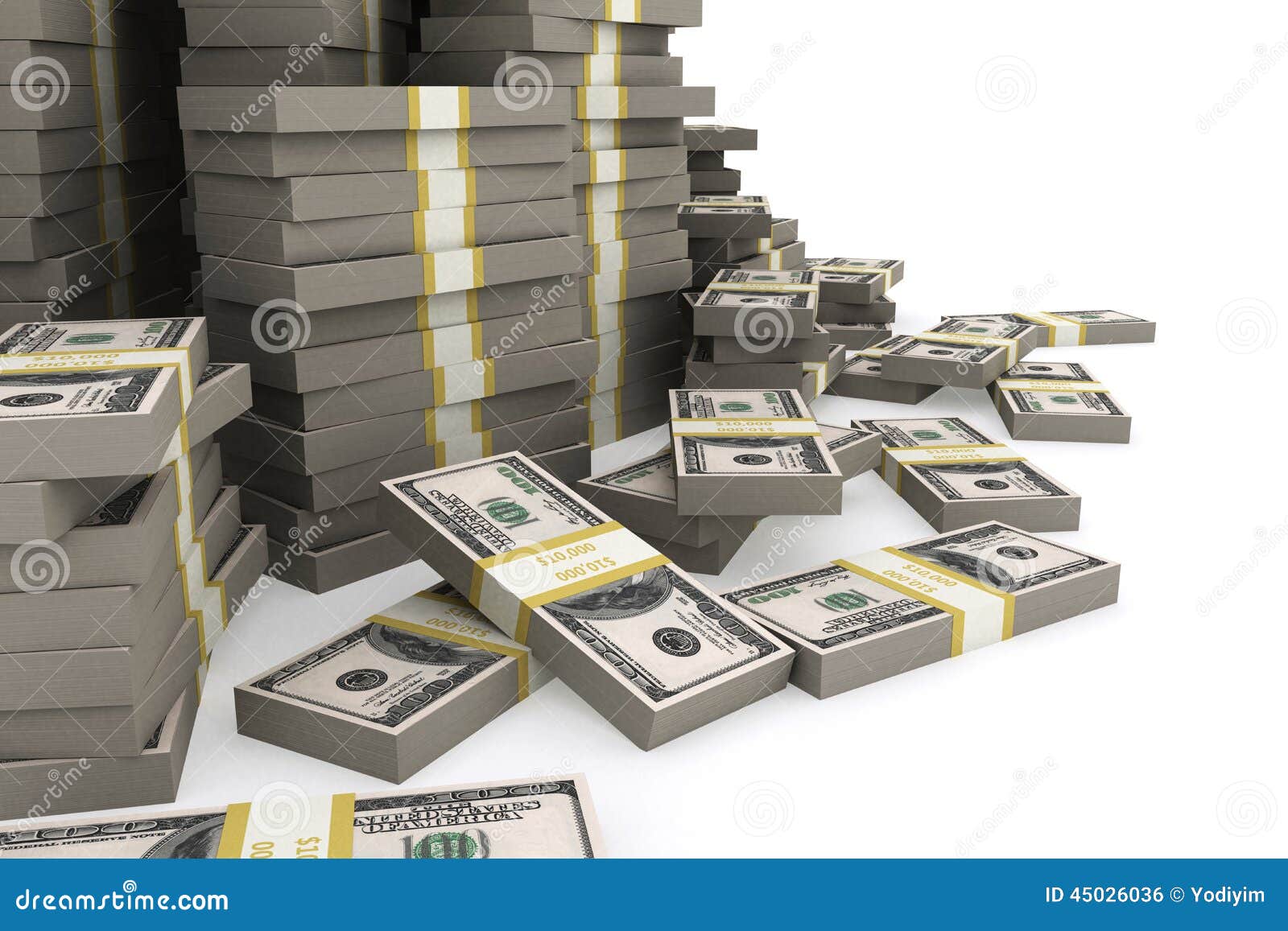 Stack of 100 Dollars USA on White Background. Stock Illustration ...