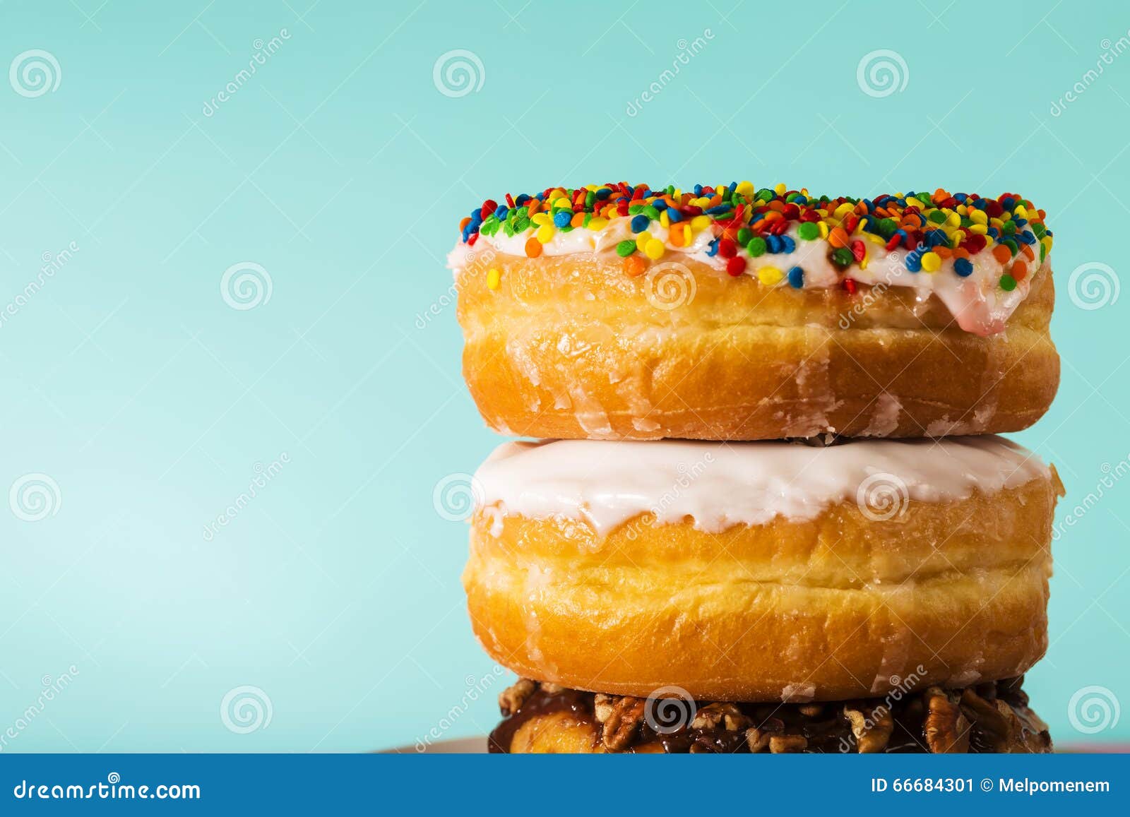 Stack of donuts stock image. Image of bakery, icing, fattening - 66684301