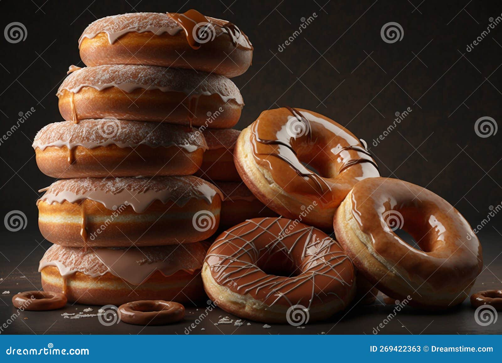 Stack of Donuts with Chocolate Icing. AI Generative. Traditional Donut ...