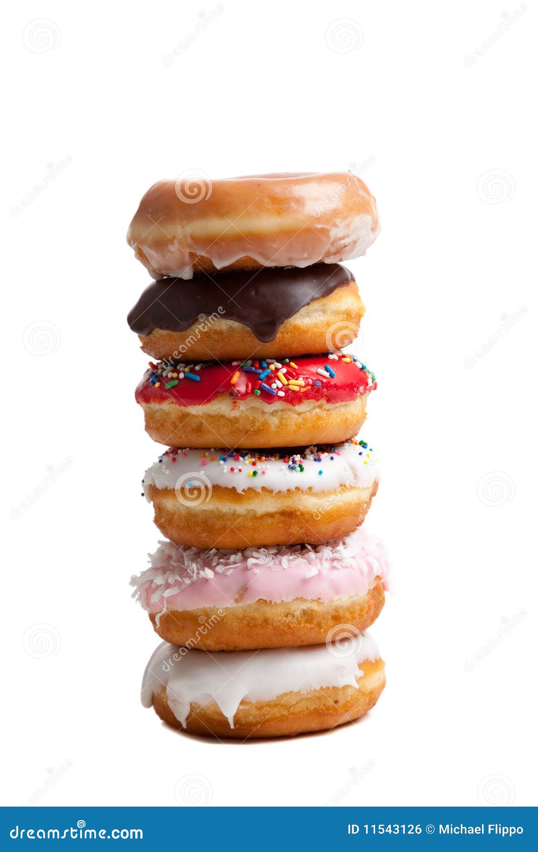 Stack of Donuts on a White Background Stock Photo - Image of pile ...