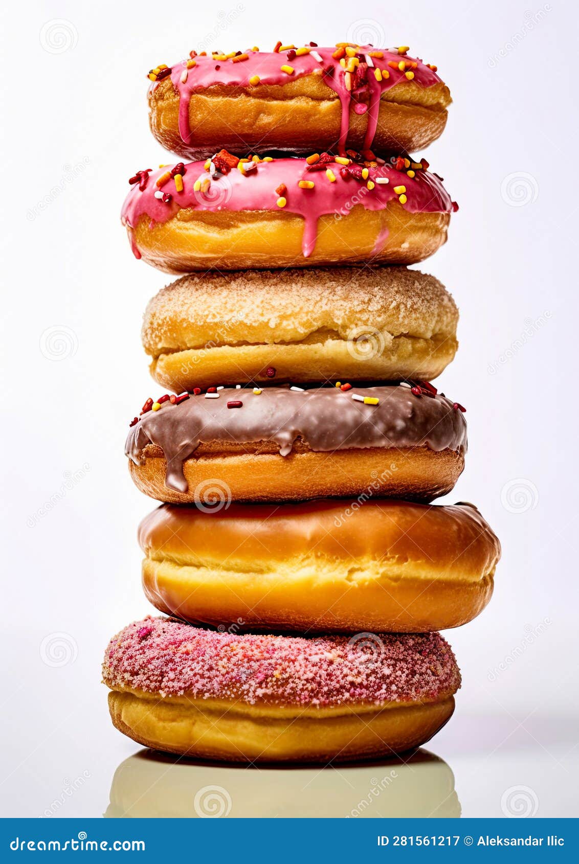 Stack of Donuts on White Background. Generative Ai Stock Illustration ...