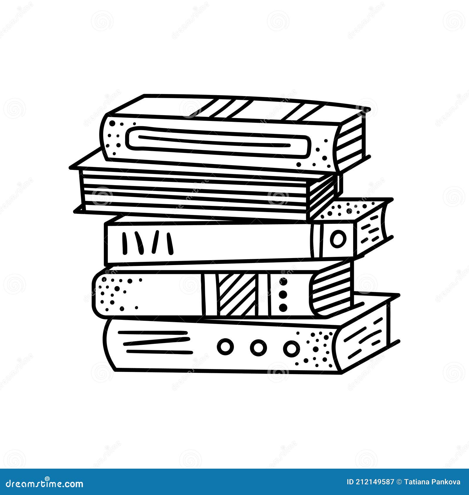 A Stack of Doodle-style Books. Reading Books, Library, Bookstore Stock ...