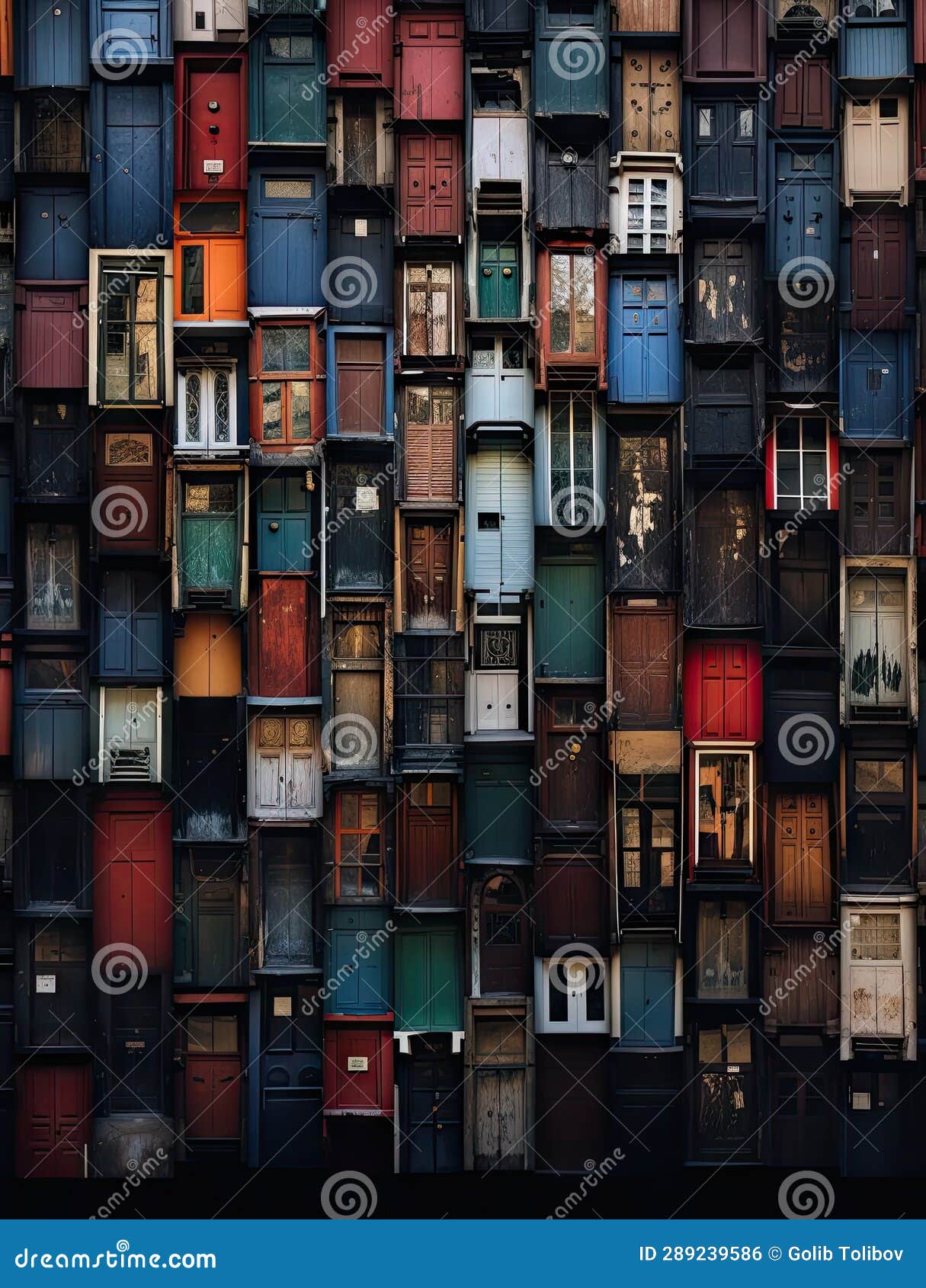 A Stack of Doors and Windows in a Building Stock Illustration ...