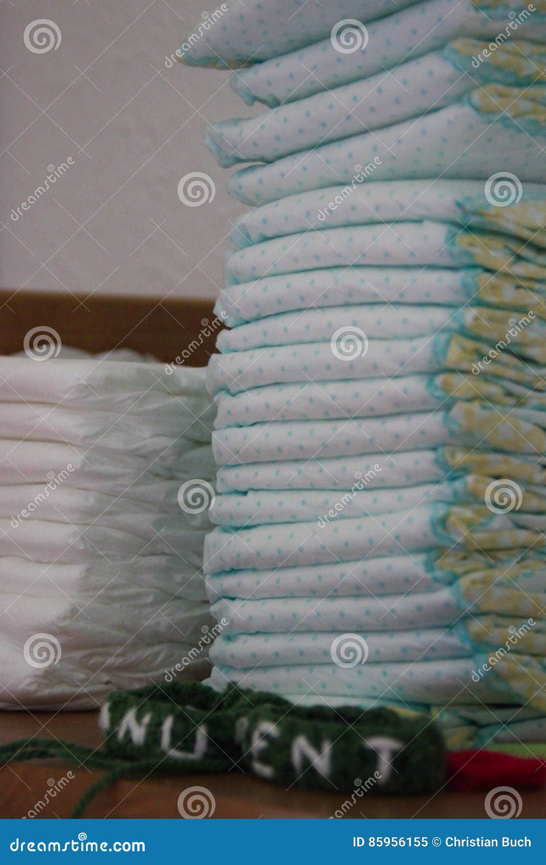 Stack of dotted diapers stock image. Image of nappy, child - 85956155