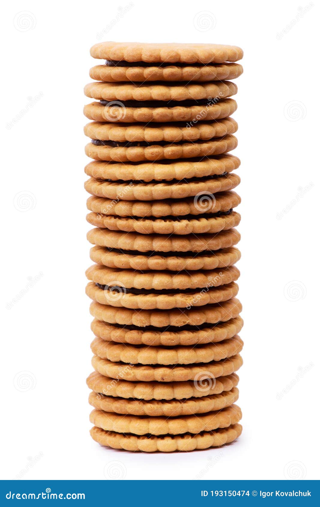 Stack of Double Round Biscuit Cookies Stock Photo - Image of calorie ...