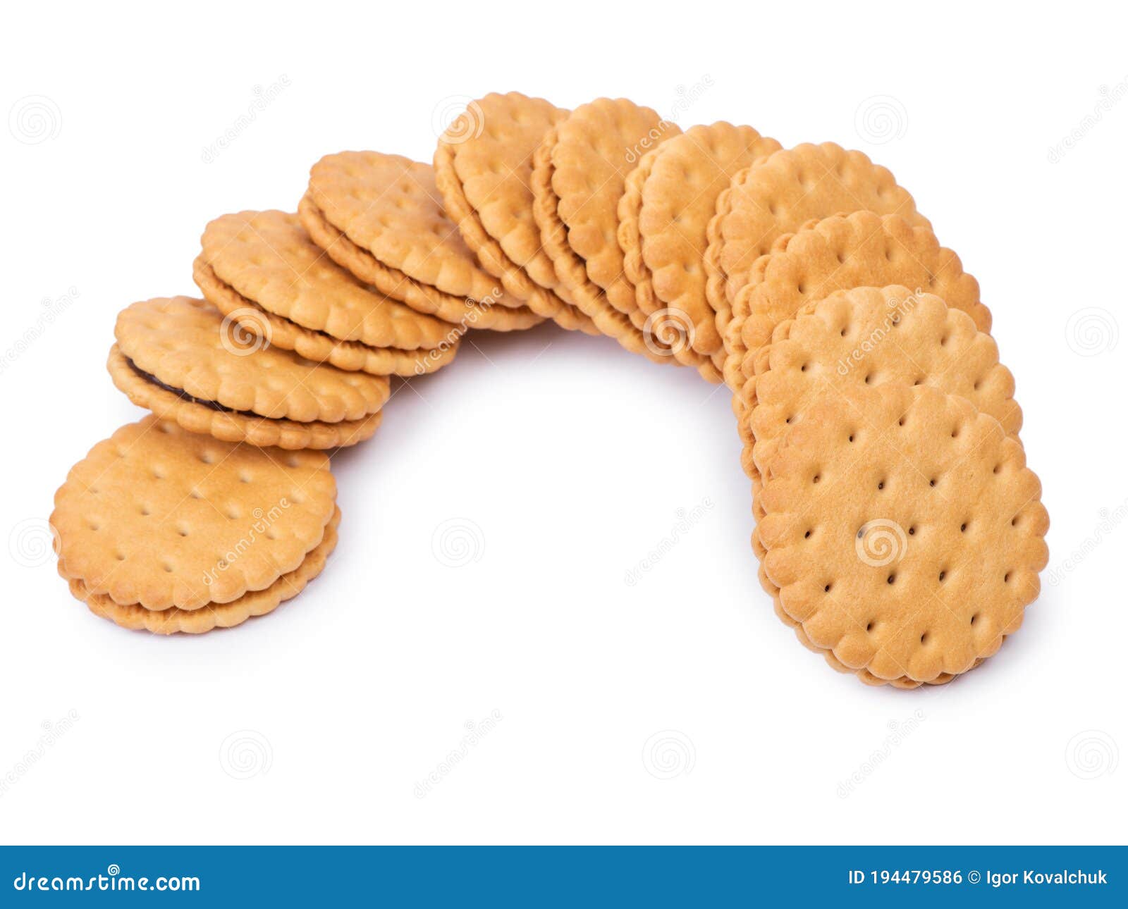 Stack of Double Round Biscuit Cookies Stock Photo - Image of creamy ...