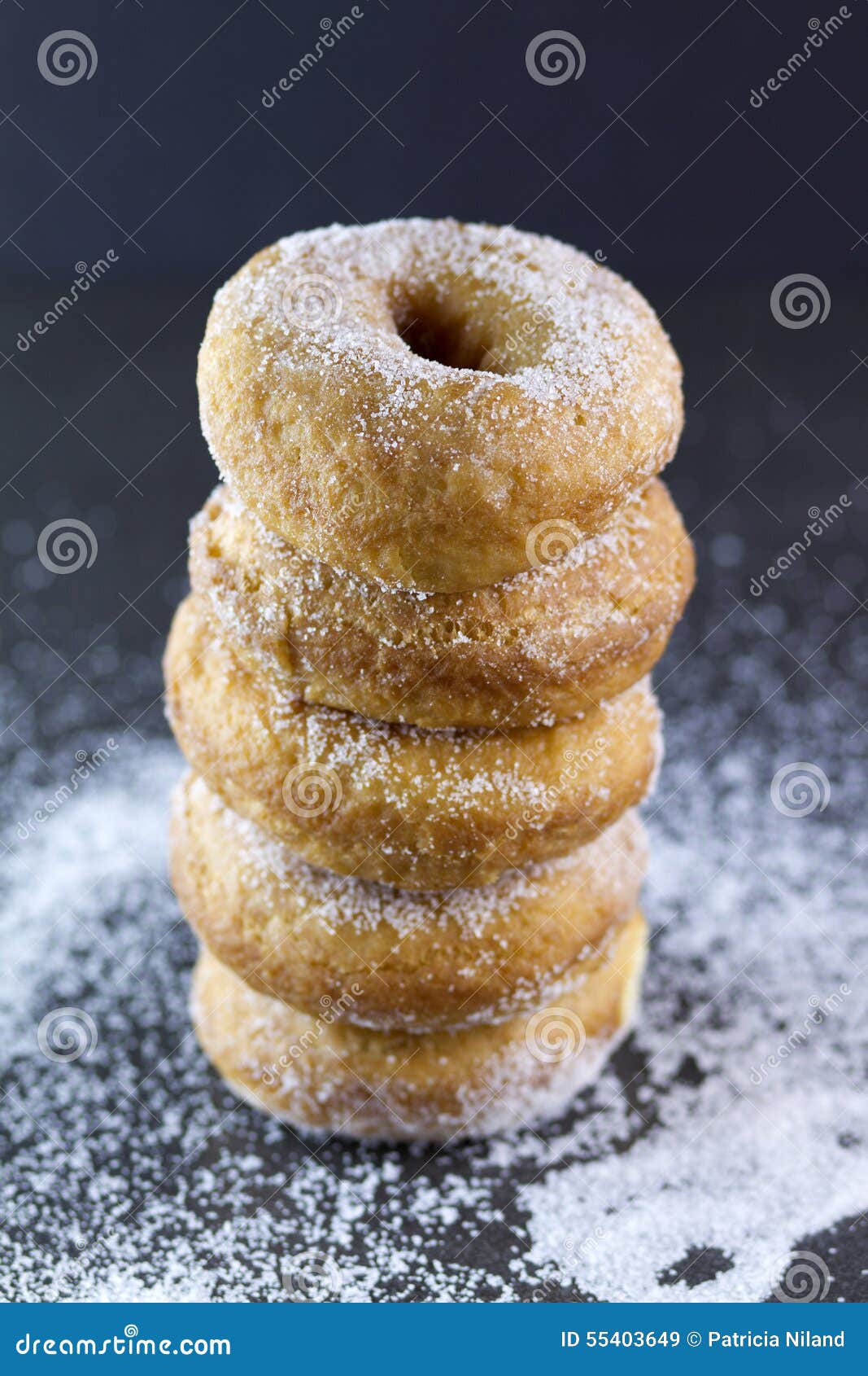 Stack of 5 Doughnuts on a Dark Background Stock Image - Image of bake ...
