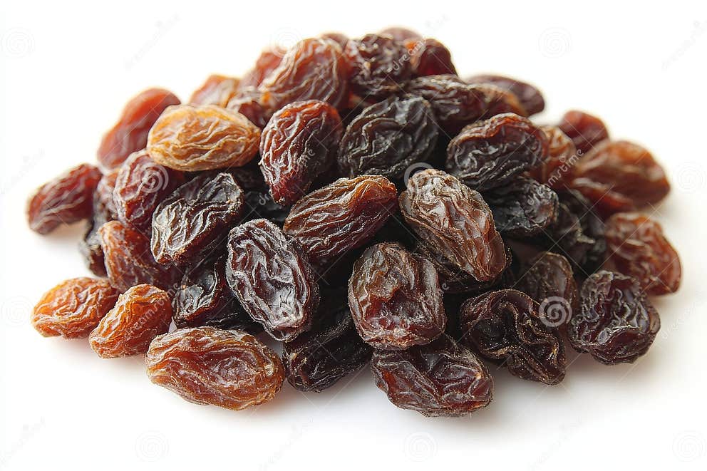 Stack of Dried Raisins: Grape Fruit Snack, Isolated on White Stock ...