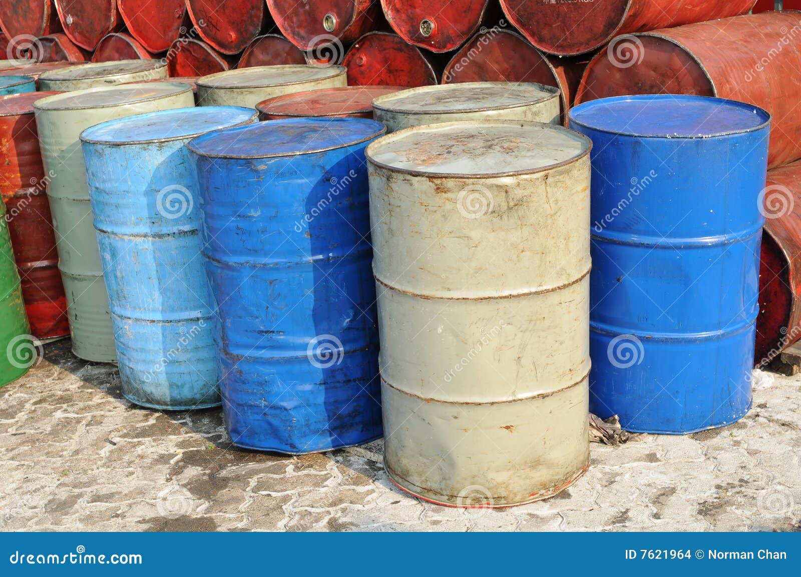 Stack of drums stock photo. Image of metal, petrol, pollution - 7621964