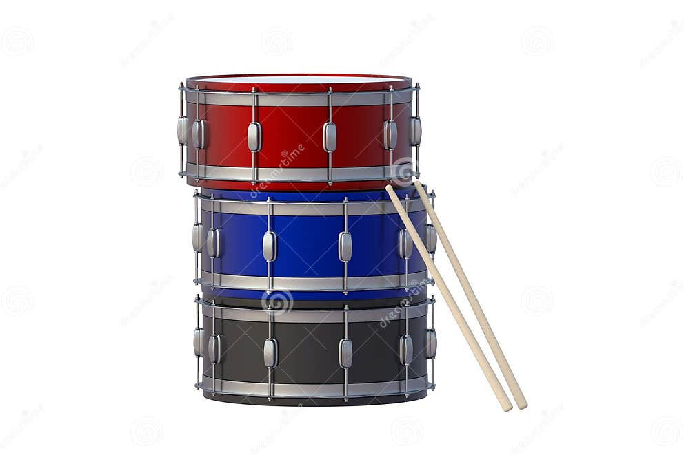 Stack of Drums Isolated on White Background Stock Illustration ...
