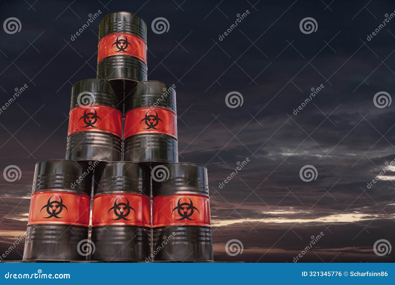 Stack of Drums with Poison Symbol. Toxic Waste Concept. Stock Photo ...