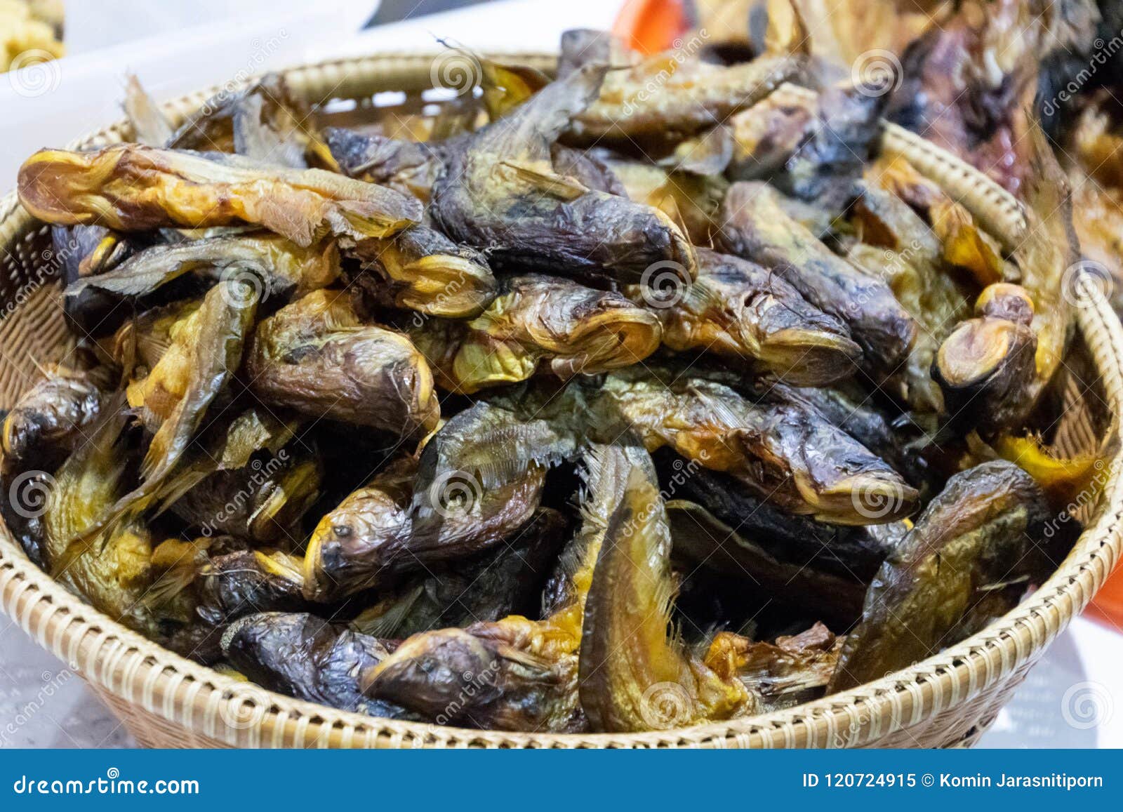 Stack of dry fish. stock image. Image of isolated, cooked - 120724915