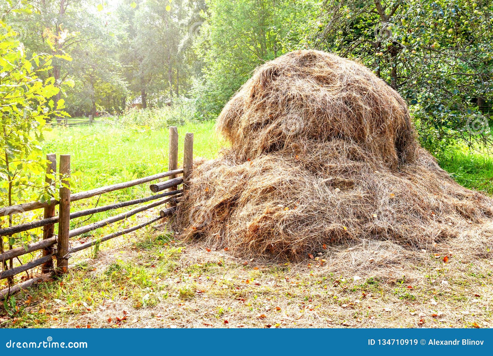Stack of Dry Hay on Sunny Summer Day Stock Image - Image of fodder ...