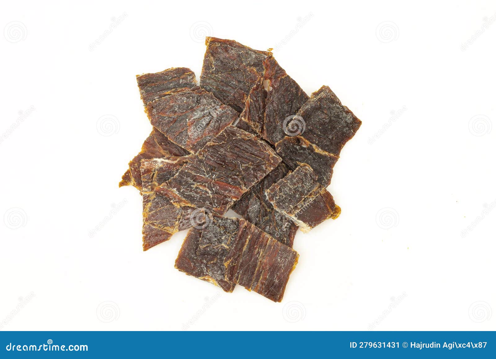 Stack of Dry Meat Slices Isolated on White Background. Beef Jerky ...