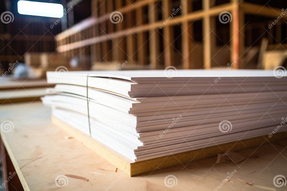 A Stack of Drywall Sheets in a Construction Site Stock Photo - Image of ...