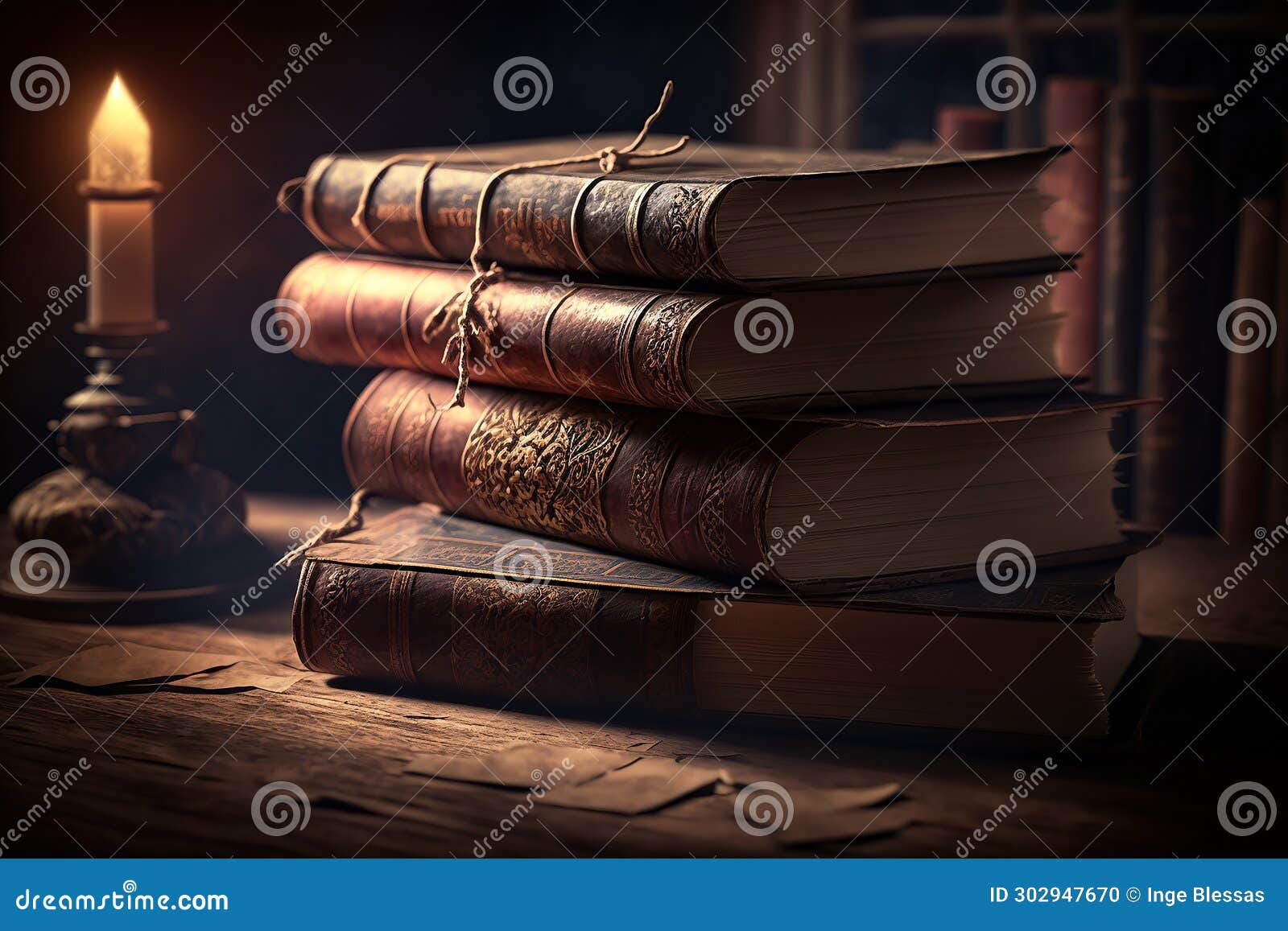 A Stack of Dusty Old Books. Stock Illustration - Illustration of ...