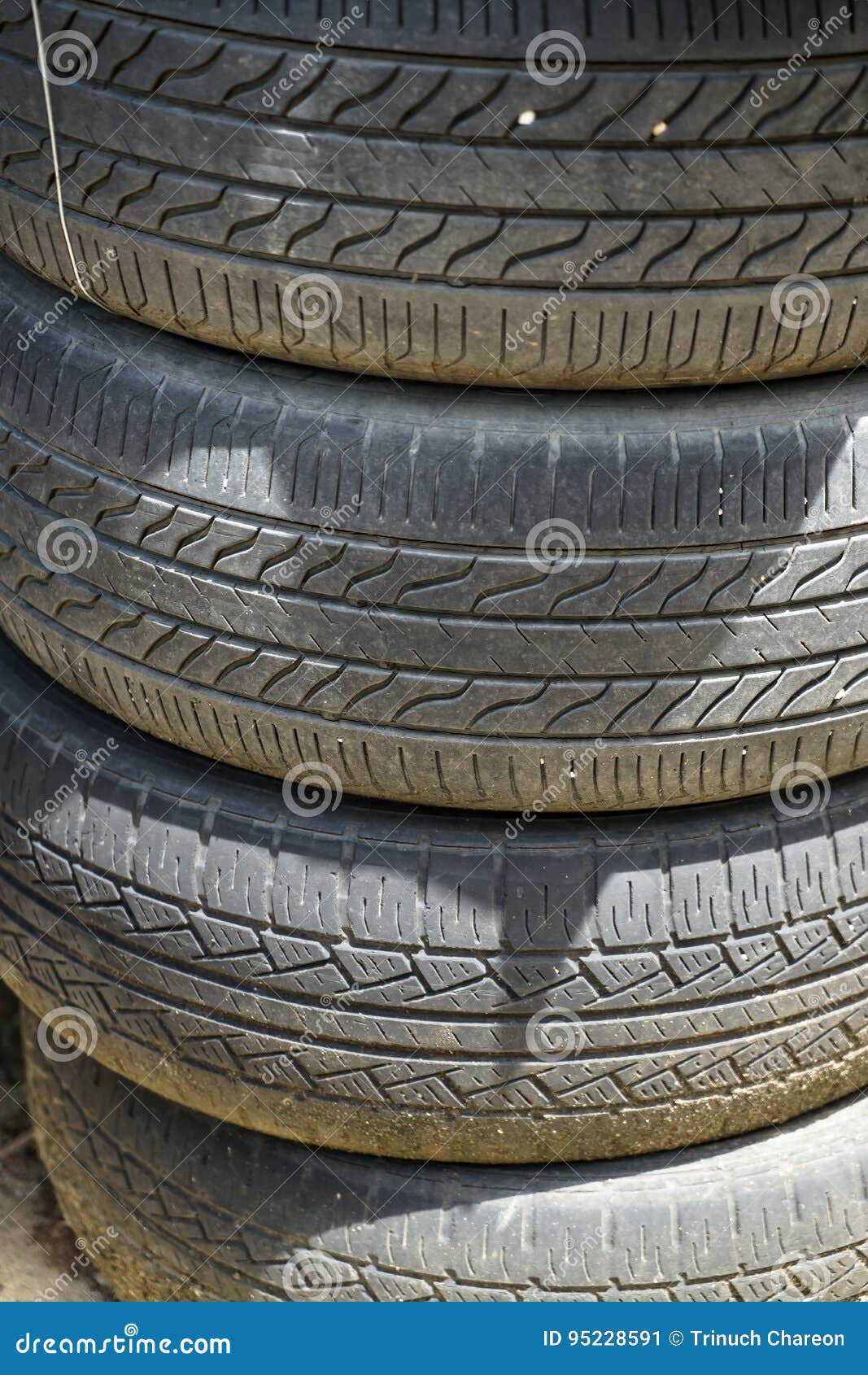 Stack of Dusty Old Used Car Tyres Showing Groove Lines Stock Image ...