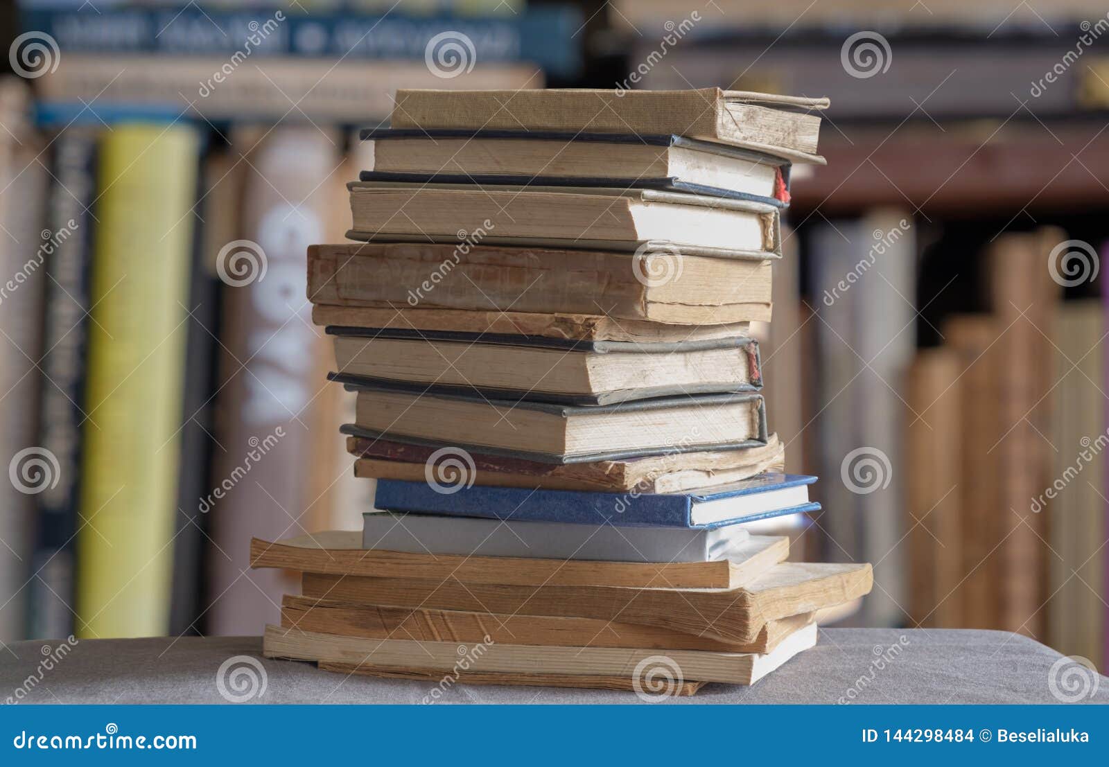 A Stack of Dusty Shabby Books Stock Photo - Image of list, catalog ...