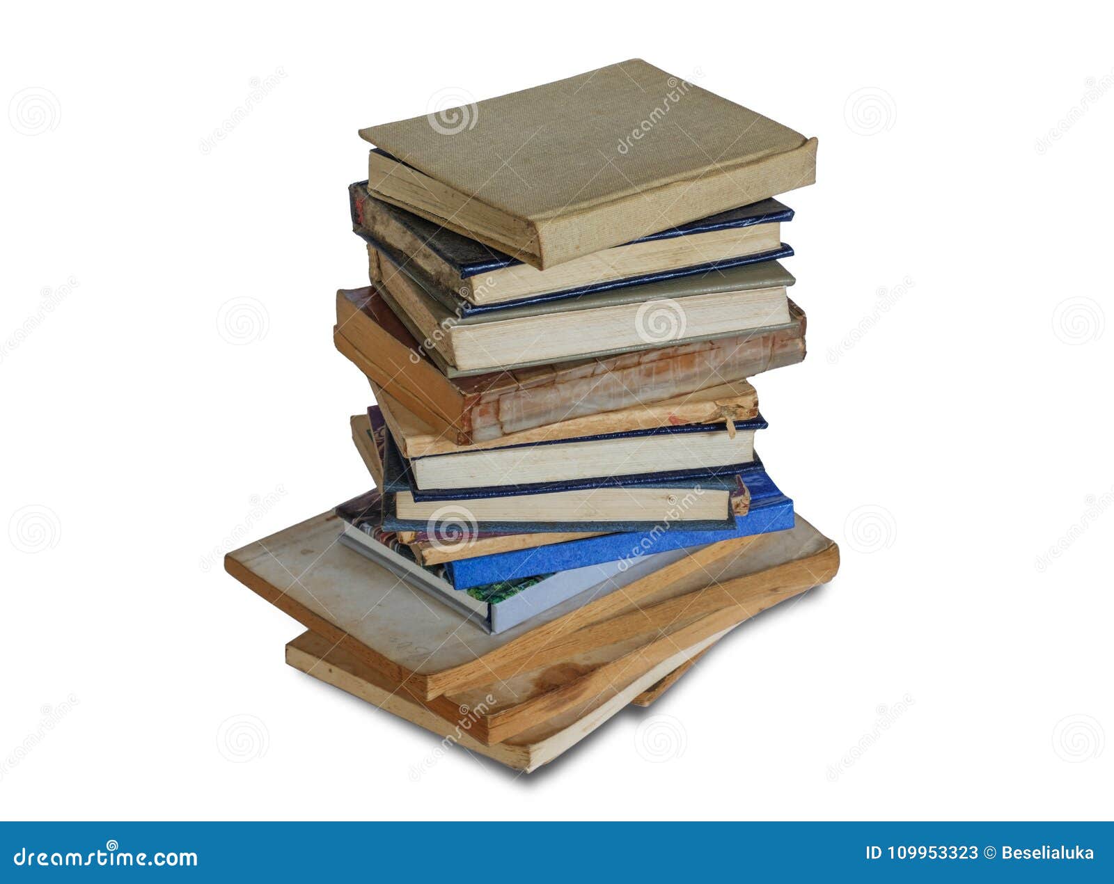 A Stack of Dusty Shabby Books Stock Image - Image of office, house ...