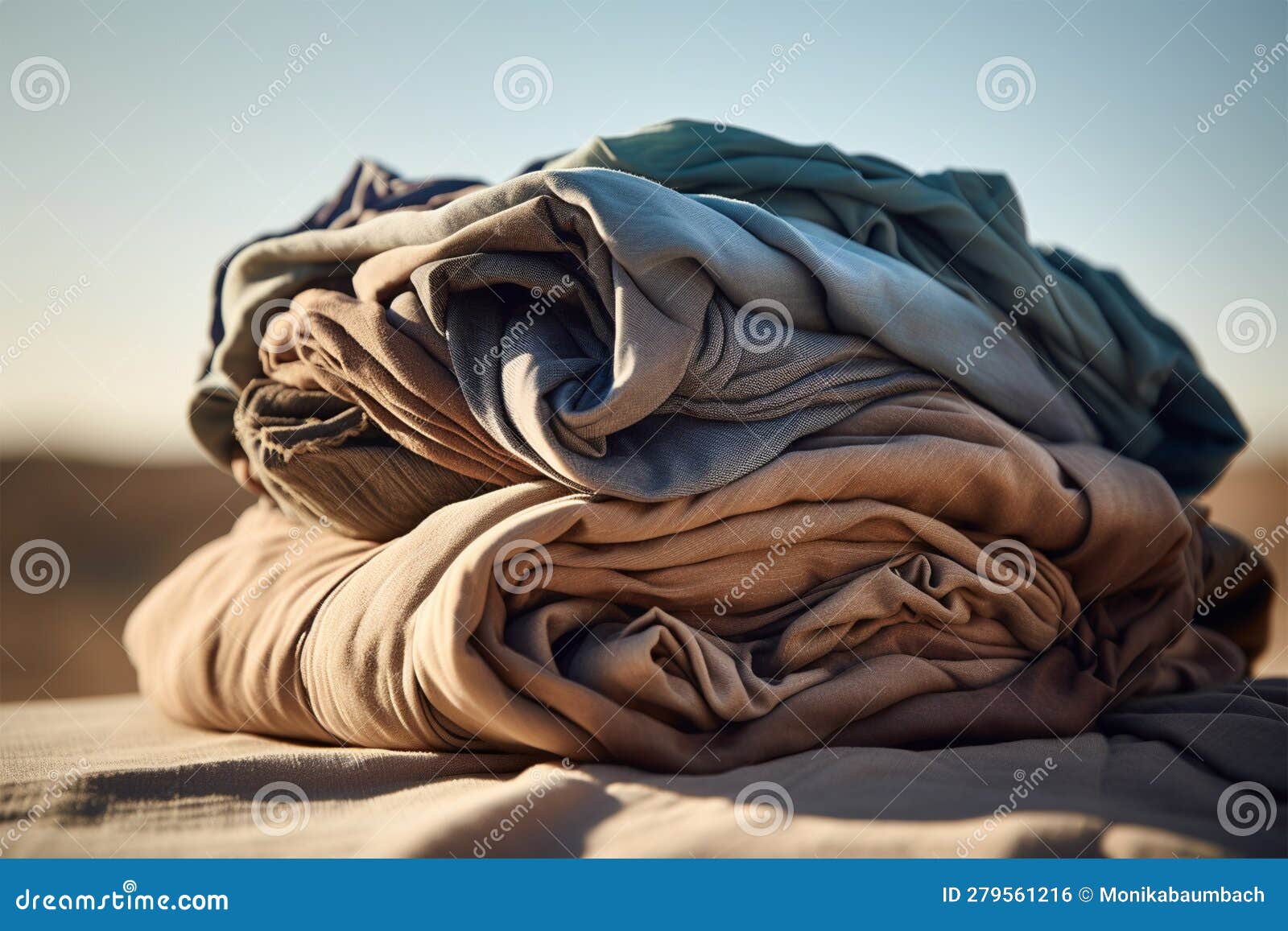 Stack of Earth Colored Clothing Made from Natural Material. Generative ...